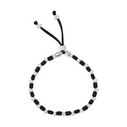 Armband Tom Tailor, edelstahlfarben, schwarz, Armb&auml;nder, Jungen, 18cm, Edelstahl Textil, Edelstahl, Textil, Armband