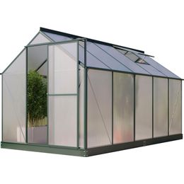 Gew&auml;chshaus Vitavia "Eos 7500", gr&uuml;n (smaragdgr&uuml;n), B:197,7cm H:195,9cm T:377,1cm, Gew&auml;chsh&auml;user, Alu-Profile, Stahlfundamentrahmen, 4 mm Hohlkammerplatten