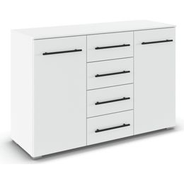 Kombikommode OTTO HOME "Sideboard T&uuml;rkommode Schubladenkommode Kommode RONDO", alpinwei&szlig;, B:120cm H:81cm T:42cm, Holzwerkstoff, Sideboards, Kombikommode, mit 4 ger&auml;umigen Schubladen Metallgriff in Schwarz MADE IN GERMANY
