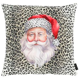Dekokissen Apelt "Santa", grau (grau, bedruckt), B:45cm H:5cm L:45cm, Polyester, Dekokissen_Sitzkissen_Kissenh&uuml;llen