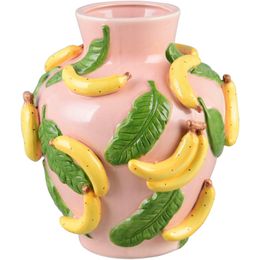 Dekovase Mirrors and More "BANA", vielfarbig, B:23,7cm H:26cm, Keramik, Vasen, Bunte Dekovase mit Bananen