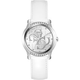 Quarzuhr Guess "ANNETTE", wei&szlig;, Armbanduhren, Damen, Quarzuhr, Armbanduhr, Damenuhr, Lederarmband