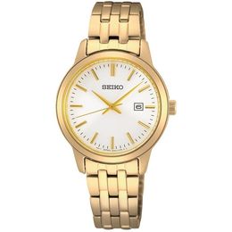 Quarzuhr Seiko, gold (goldfarben), Armbanduhren, Damen, Quarzuhr, Armbanduhr, Damenuhr, Datum, Edelstahlarmband