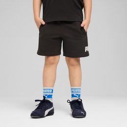 Trainingsshorts Puma "ESS NO. 1 LOGO SHORTS TR PS", Jungen, Gr. 104, N-Gr, schwarz (Puma schwarz), Sweatware, Obermaterial: 68% Baumwolle, 32% Polyester, unifarben, regular fit ca. Mitte Knie, Hosen, aus Baumwolle und Polyester, mit elastischem Bund, sportlicher Stil