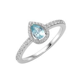 Silberring "synth. Saphir, Zirkonia wei&szlig;, Silber 925" Gr. 56, blau (hellblau), Giorgio Martello MILANO, Fingerringe, Damen, 56, Silber 925 (Sterlingsilber), Silberring