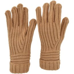 Strickhandschuhe styleBREAKER "Strickhandschuhe mit Rippenmuster", Damen, braun (camel), Obermaterial: 65% Polyacryl PAN. 35% Wolle WO., Modisch, Handschuhe