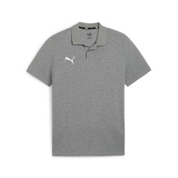 Poloshirt Puma "TEAMGOAL CASUALS POLO", Herren, Gr. S, grau (medium gray heather, Puma wei&szlig;), Piqu&eacute;, Obermaterial: 51% Baumwolle, 49% Polyester, unifarben, regular fit normal, V-Ausschnitt, Shirts, Regular fit Passform, Kurzarm-Design, f&uuml;r Sport, 3-Knopf-Form