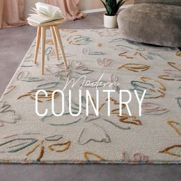 Teppich Wecon Home "Vee", creme wei&szlig;, B:110cm H:10mm L:170cm, Schurwolle, Teppiche, Teppich, Wollteppich, floral, hochwertig, pflegeleicht, modern, handgetuftet