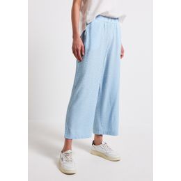 Stoffhose Street One, Damen, Gr. 42, L&auml;nge 28, blau (original blau), Stoff, 69% Viskose, 28% Baumwolle, 3% Elasthan, gestreift, loose fit kn&ouml;chelfrei, Hosen Stoffhose, im Loose Fit