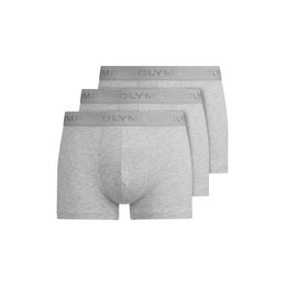 Boxershorts OLYMP, Herren, Gr. S, 3 Stk., grau, Obermaterial: 90% Baumwolle, 5% Elasthan, 5% Viskose, Unterhosen, mit Logodruck am Bund