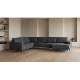Wohnlandschaft OTTO HOME "OLAND U-Form, XXL, B: 342 cm, Skandi-Design", grau (anthrazit), B:342cm H:85cm T:260cm, 100% Polyester, Sofas, Wohnlandschaft, Skandi-Design in Struktur, Flachgewebe, Luxus-Microfaser, Boucle