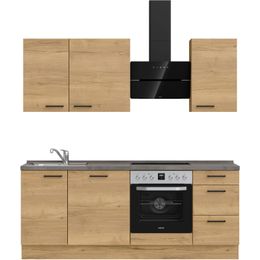 K&uuml;chenzeile Nobilia "Structura II", NEU: individuell anpassbar mit gratis Profi-Beratung", braun (k&uuml;che: braun, korpus: eiche sierra nachbildung, arbeitsplatte: beton schiefergrau nachbildung), B:210,3cm H:216,6cm T:60cm, Komplettk&uuml;chen-Sets, K&uuml;chenzeile, vormontiert, Breite 210 cm, Ausrichtung w&auml;hlbar, wahlw. mit E-Ger&auml;ten