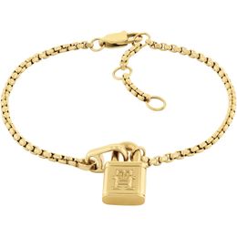 Armkette Tommy Hilfiger "AMERICAN ICON", gold (gelbgoldfarben), Armb&auml;nder, Damen, 19cm, Edelstahl, Armkette, teilweise mit Emaille