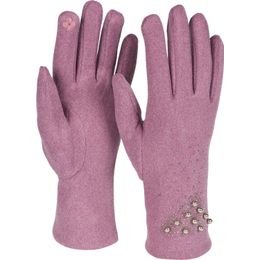 Fleecehandschuhe styleBREAKER "Touchscreen Handschuhe mit Strass und Perlen", Damen, rosa (mauve), Obermaterial: 50% Viskose CV. 50% Polyester PES., Modisch, Handschuhe