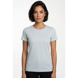 T-Shirt BOSS Orange "Elove Premium Damenmode", Damen, Gr. S, open blau 463, Single Jersey, Obermaterial: 100% Baumwolle, unifarben, slim fit normal, Rundhals, Shirts T-Shirt, im Slim Fit, bestickt