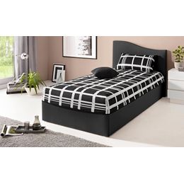 Polsterbett, schwarz, B:112cm L:210cm, Bezug Bett: Kunstleder;Bonnell-Federkernmatratze: 51% Polypropylen, 39% Polyester und 10% Baumwolle;Kaltschaummatratze: 100% Polyester, Bezug abnehm- und waschbar bis 60C, Westfalia Schlafkomfort, Betten, Polsterbett ohne Bettkasten Polsterbett, inkl. Bettkasten bei Ausf&uuml;hrung mit Matratze
