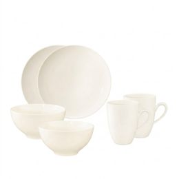 Geschirr-Set Seltmann Weiden "Fr&uuml;hst&uuml;cks-Set Savona Fine Diamond 6er Set creme", beige (creme), 6, Porzellan, Geschirr-Sets, Geschirr-Set, Sp&uuml;lmaschinenfest, Mikrowellensicher, Ofenfest