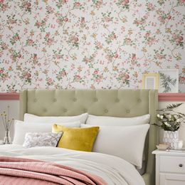 Vliestapete Laura Ashley "Mountney Garden", rosa, B:0,52m H:10m L:10m, Vlies, Tapeten, 10mx52cm (ca. 5m2)