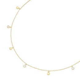 Collier "mit 7 Beh&auml;ngen, wei&szlig;en Zirkonia und matt, Silber 925", gold (vergoldet), Giorgio Martello MILANO, Halsketten, Damen, 45cm, Silber 925 (Sterlingsilber), Collier