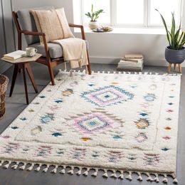 Teppich LIVABLISS "GALESBURG", beige (creme), B:160cm H:34,8mm L:213cm, Kunstfaser, Teppiche, Teppich, Moderner Shaggy Teppich mit besonders weichem Hochflor