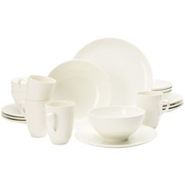 Geschirr-Set Seltmann Weiden "Kombiservice Savona Fine Diamond 20er Set creme", beige (creme), 20, Porzellan, Geschirr-Sets, Geschirr-Set, Sp&uuml;lmaschinenfest, Mikrowellensicher, Ofenfest
