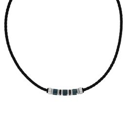Kette mit Anh&auml;nger Tom Tailor, edelstahlfarben, schwarz, grau, Halsketten, Herren, Edelstahl Kautschuk Leder Metall, L: 52 B: 7mm, Edelstahl, Kautschuk, Leder, Metall, B:7mm