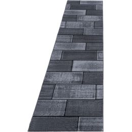 L&auml;ufer Ayyildiz Teppiche "Plus 8007" Gr. 12, grau (grau, schwarz), B:80cm H:6mm L:300cm, Kunstfaser, Teppiche, L&auml;ufer, gemusterter Flachflor, robust, Webteppich, alle R&auml;ume