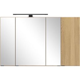 Spiegelschrank Welltime "MAILAND, ged&auml;mpfte Scharniere, LED-Aufbauleuchte", wildeiche, B:105cm H:64cm T:20cm, MDF, Schr&auml;nke, Spiegelschrank, Wildeiche, LED-Aufbauleuchte, ged&auml;mpfte Scharniere