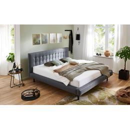 Polsterbett Home Affaire "Tobj&ouml;rn", grau (hellgrau), B:164cm H:35cm L:223cm, Betten, Polsterbett, Mit breitem Futon-Rahmen
