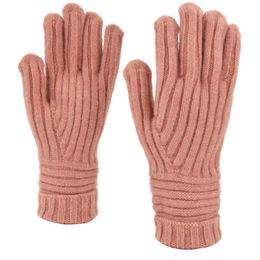 Strickhandschuhe styleBREAKER "Strickhandschuhe mit Rippenmuster", Damen, rosa (rosenholz), Obermaterial: 65% Polyacryl PAN. 35% Wolle WO., Modisch, Handschuhe