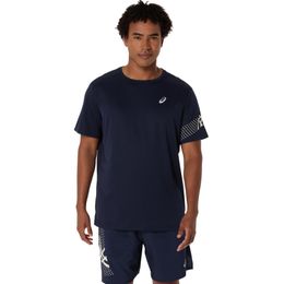 Laufshirt asics "asics ICON SS TOP", Herren, Gr. XXL, schwarz (midnight), Stoff, Obermaterial: 100% Polyester, unifarben, normal, Rundhals, eingesetzt eingefasste Kante, Shirts Laufshirt