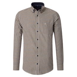 Langarmhemd Casamoda "Casamoda Freizeithemd kariert", Herren, Gr. M, Normalgr&ouml;&szlig;en, beige, 100% Baumwolle, kariert, l&auml;ssig geschnitten, Hemden