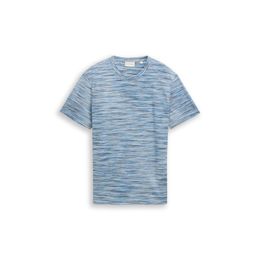 Tom Tailor Herren Piqu&eacute; T-Shirt in Melange-Optik, blau, Meliert, Gr. XXL