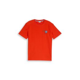 Tom Tailor Herren T-Shirt mit Stickerei, rot, Uni, Gr. XXL