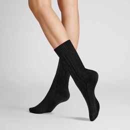 Socken Hudson "Socke Winter Plait", Damen, Gr. 35-38, schwarz (schwarz 0005), Obermaterial: 44% Wolle WO. 44% Polyacryl PAN. 10% Polyamid PA. 2% Elasthan EL., Socken Socken
