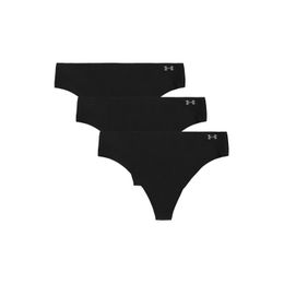 String Under Armour "String UA PURE STRETCH NO SHOW THONG -SOLID 3PK 3er Pack", Damen, Gr. L, schwarz, Obermaterial: 76% Polyamid PA. 24% Elasthan EL., Unterhosen String