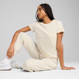 T-Shirt Puma "ESS SCRIPT TEE", Damen, Gr. L, wei&szlig; (alpine snow), Jersey, Obermaterial: 100% Baumwolle, bedruckt, regular fit normal, Rundhals, Shirts T-Shirt, Regular Fit, sportlicher Stil, mit Grafikstickerei und Print