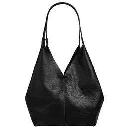 Shopper Samantha Look, Damen, Gr. B/H/T: 31cm x 35cm x 15cm onesize, schwarz, Leder, leicht gl&auml;nzend, unifarben, Taschen Shopper, echt Leder, Made in Italy