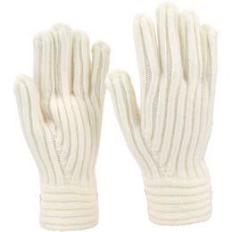 Strickhandschuhe styleBREAKER "Strickhandschuhe mit Rippenmuster", Damen, wei&szlig; (creme), Obermaterial: 65% Polyacryl PAN. 35% Wolle WO., Modisch, Handschuhe