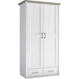Dreht&uuml;renschrank Begabino "Luca", wei&szlig; (pinie wei&szlig;, tr&uuml;ffel), B:106cm H:201cm T:55cm, Holzwerkstoff, Schr&auml;nke, Dreht&uuml;renschrank, in 2 Breiten