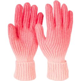 Strickhandschuhe styleBREAKER "Strickhandschuhe Farbverlauf Muster", Damen, rot (koralle, apricot), Obermaterial: 100% Polyacryl PAN., Modisch, Handschuhe