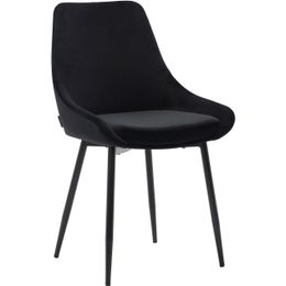 Esszimmerstuhl OTTO HOME "Niam, Polsterstuhl", schwarz, B:49cm H:86cm T:57cm, St&uuml;hle, Esszimmerstuhl, 2er Set, schwarze Metallbeine, pflegeleichter Samtvelours Bezug