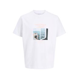 Jack & Jones T-Shirt JACK & JONES "JORNORREBRO PHOTO TEE SS CREW NECK", Jungen, Gr. S, hellwei&szlig; detail:main2 26, Jersey, Obermaterial: 100% Baumwolle, bedruckt, relaxed fit normal, Rundhals, Shirts T-Shirt, Baumwolle, relaxed fit