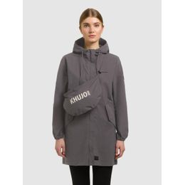 Sommerjacke Khujo "AMETI", Damen, Gr. L, slate grau, Web, 100% Nylon, unifarben, regular fit h&uuml;ftlang, eingesetzt elastischer Bund mit Gummizug, Jacken