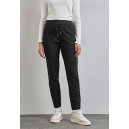 Stoffhose Street One, Damen, Gr. 40, L&auml;nge 28, grau (whale tail grau melange), Stoff, 63% Viskose, 35% Polyester, 2% Elasthan, unifarben, loose fit lang, Hosen Stoffhose, Middle Waist