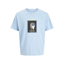 Jack & Jones T-Shirt JACK & JONES "JORNORREBRO PHOTO TEE SS CREW NECK", Jungen, Gr. L, cashmere blau detail:main2 26, Jersey, Obermaterial: 100% Baumwolle, bedruckt, relaxed fit normal, Rundhals, Shirts T-Shirt, Baumwolle, relaxed fit