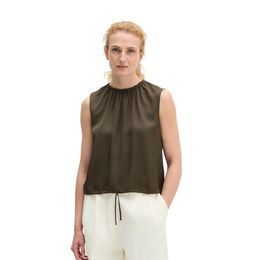 Marc O'Polo Blusentop MARC O'POLO "aus LENZING&trade; ECOVERO&trade;", Damen, Gr. 32, mossy earth, Obermaterial: 100% Viskose, unifarben, regular fit normal, R&uuml;ckenausschnitt, Blusen Blusentop