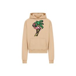 Kapuzensweatshirt MisterTee "MisterTee Flamingo Hoodie", Herren, Gr. L, beige (unionbeige), 100% Baumwolle, bedruckt, Sweatshirts