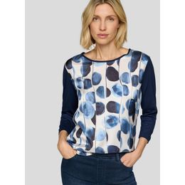3/4-Arm-Shirt Rabe, Damen, Gr. 40, pazifik, Web, Obermaterial: 92% Viskose, 8% Elasthan, bedruckt, regular fit taillenbedeckt, U-Boot-Ausschnitt, Shirts 3/4-Arm-Shirt, mit Front-Print