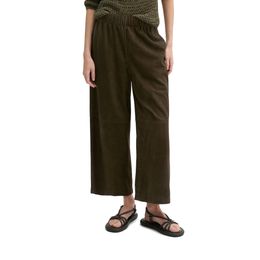 Marc O'Polo Lederhose MARC O'POLO "aus weichem Ziegenveloursleder", Damen, Gr. 32, Normalgr&ouml;&szlig;en, mossy earth, Obermaterial: 100% Leder. Futter: 100% Polyester, unifarben, loose fit kn&ouml;chelfrei, Hosen